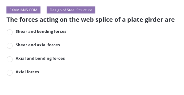 The forces acting on the web splice of a plate girder are | EXAMIANS