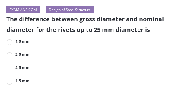 The difference between gross diameter and nominal diameter for the ...