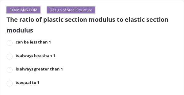 The ratio of plastic section modulus to elastic section modulus | EXAMIANS