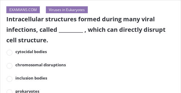 Intracellular structures formed during many viral infections, called ...