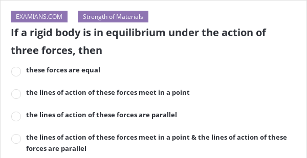 If a rigid body is in equilibrium under the action of three forces ...