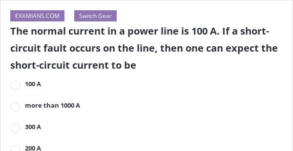 The normal current in a power line is 100 A. If a short-circuit fault ...