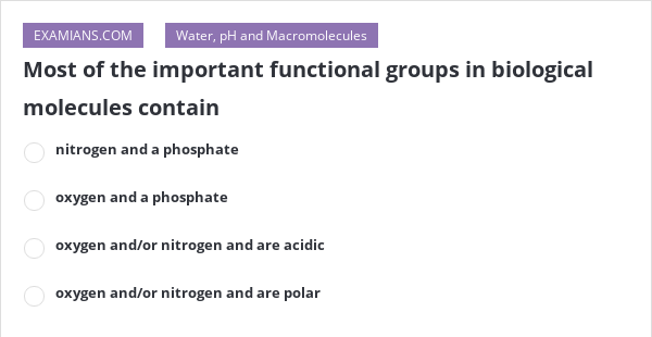 Most of the important functional groups in biological molecules contain ...