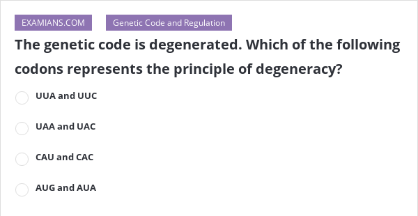 The genetic code is degenerated. Which of the following codons ...