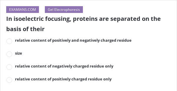 In isoelectric focusing, proteins are separated on the basis of their ...