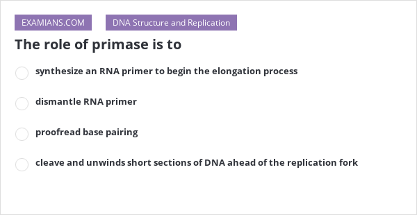 The role of primase is to | EXAMIANS