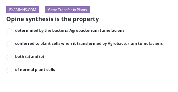 Opine synthesis is the property | EXAMIANS