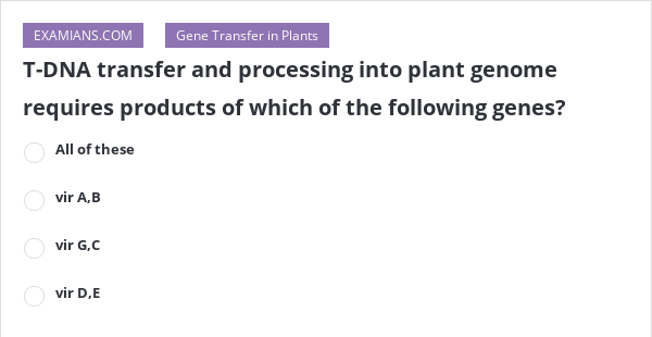 T-DNA transfer and processing into plant genome requires products of ...
