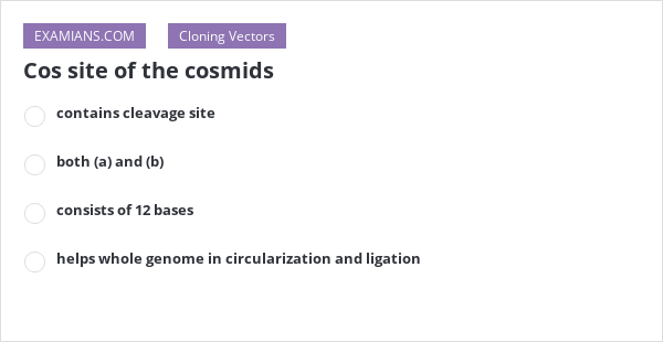 Cos site of the cosmids | EXAMIANS