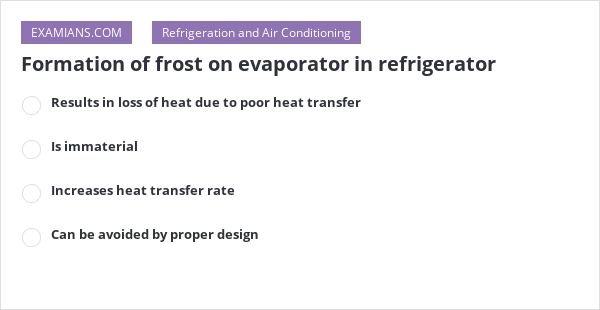 Formation of frost on evaporator in refrigerator | EXAMIANS