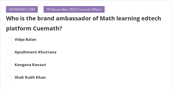 Who is the brand ambassador of Math learning edtech platform Cuemath ...