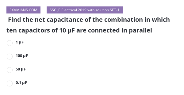Find the net capacitance of the combination in which ten capacitors of ...