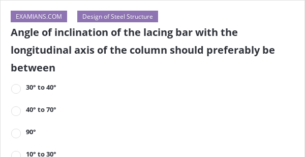 Angle of inclination of the lacing bar with the longitudinal axis of ...