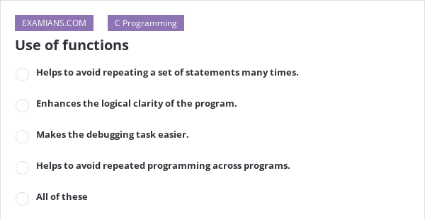 Use of functions | EXAMIANS