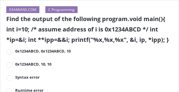 Find The Output Of The Following Programvoid Main Int I10