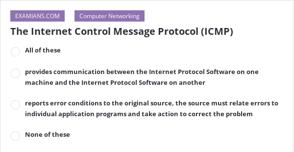 The Internet Control Message Protocol (ICMP) | EXAMIANS