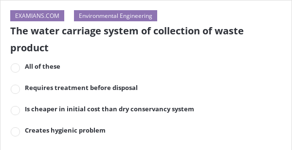 The water carriage system of collection of waste product | EXAMIANS