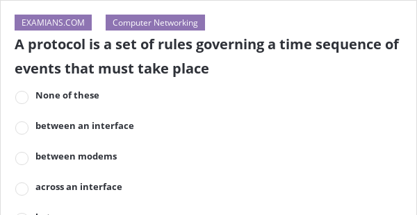 A protocol is a set of rules governing a time sequence of events that ...