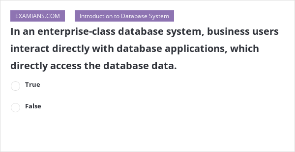 In an enterprise-class database system, business users interact ...