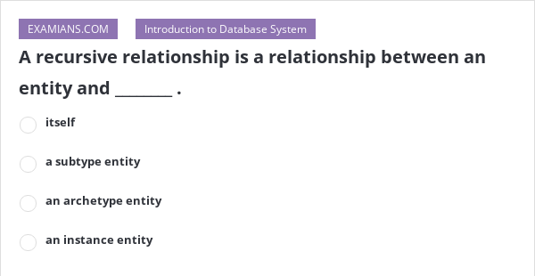 A recursive relationship is a relationship between an entity and ... A recursive relationship is a relationship between an entity and ...