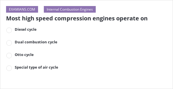 Most high speed compression engines operate on | EXAMIANS