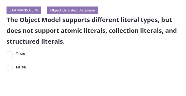 The Object Model Supports Different Literal Types But Does Not Support