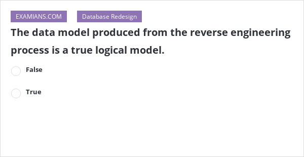 The data model produced from the reverse engineering process is a true ...