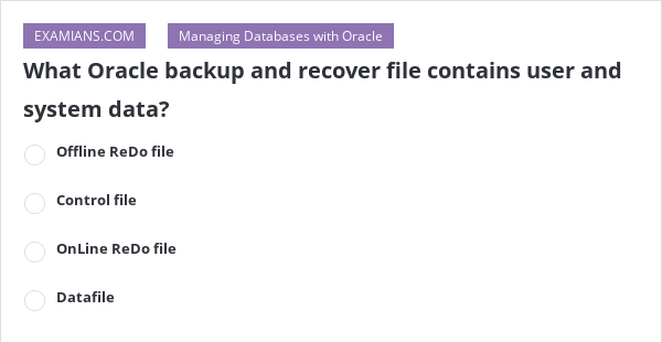 What Oracle Backup And Recover File Contains User And System Data Examians