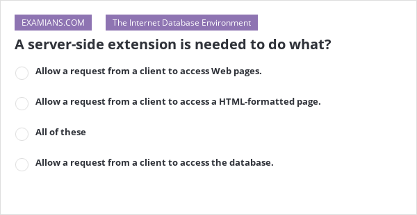 A server-side extension is needed to do what? | EXAMIANS