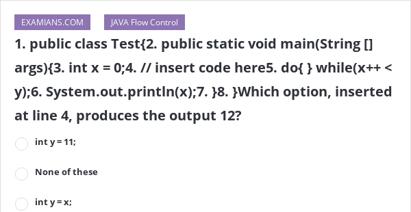 1 Public Class Test 2 Public Static Void Mainstring Args 3 Int X 04 Insert Code