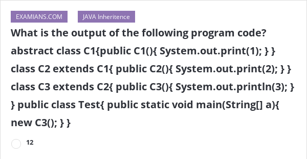 What Is The Output Of The Following Program Codeabstract Class C1 0767