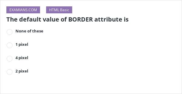 The default value of BORDER attribute is | EXAMIANS