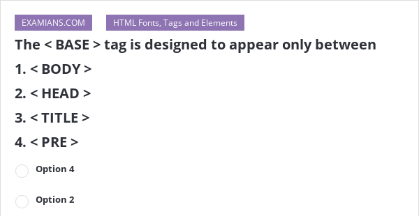 The tag is designed to appear only between 1. 2. 3. 4. | EXAMIANS