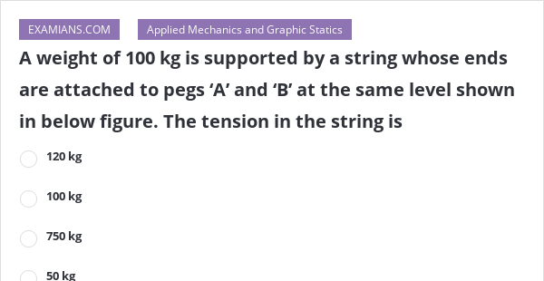 A weight of 100 kg is supported by a string whose ends are attached to ...