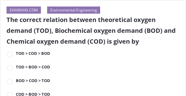 The correct relation between theoretical oxygen demand (TOD ...