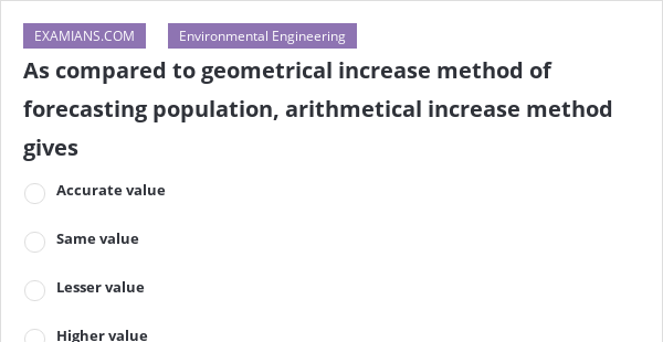 As compared to geometrical increase method of forecasting population ...