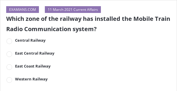 Which zone of the railway has installed the Mobile Train Radio ...