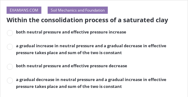 Within the consolidation process of a saturated clay | EXAMIANS Within the consolidation process of a saturated clay | EXAMIANS