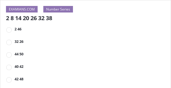 2 8 14 20 26 32 38 | EXAMIANS