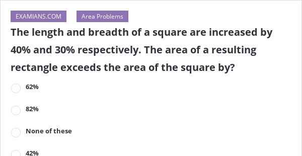 The length and breadth of a square are increased by 40% and 30% ...