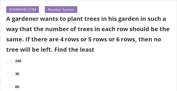 A gardener wants to plant trees in his garden in such a way that the ...