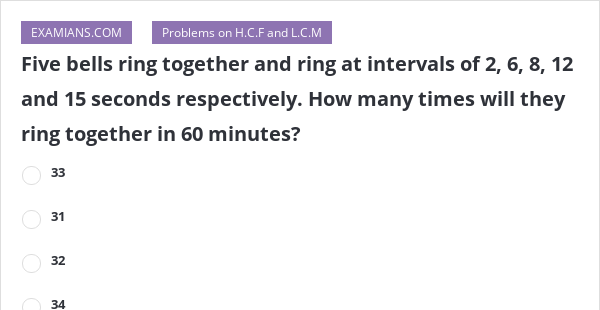 Five bells ring together and ring at intervals of 2, 6, 8, 12 and 15 ...