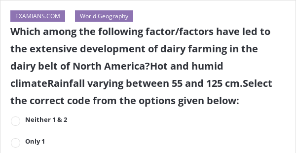 Which among the following factor/factors have led to the extensive ...