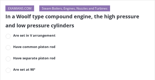 In a Woolf type compound engine, the high pressure and low pressure ...