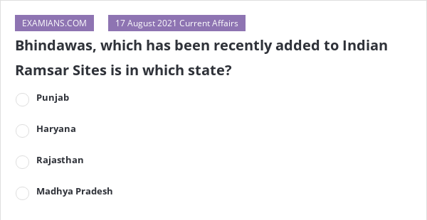 Bhindawas, which has been recently added to Indian Ramsar Sites is in ...