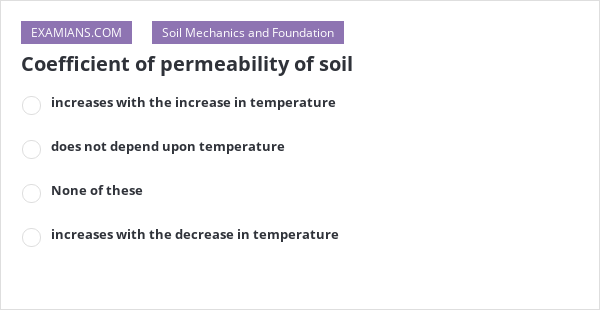 Coefficient of permeability of soil | EXAMIANS