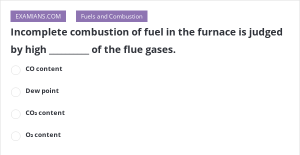 Incomplete combustion of fuel in the furnace is judged by high ...