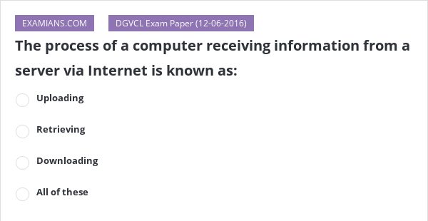 The process of a computer receiving information from a server via ...
