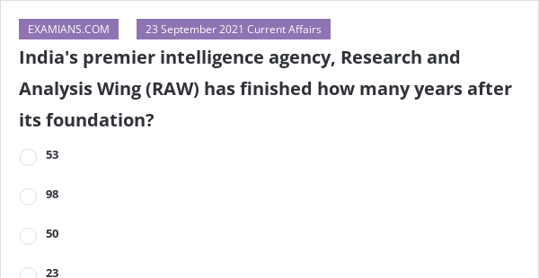 India's premier intelligence agency, Research and Analysis Wing (RAW ...