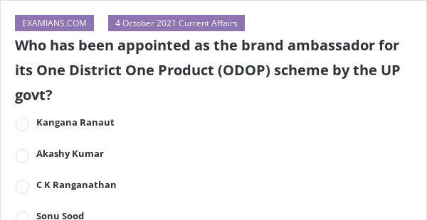 Who has been appointed as the brand ambassador for its One District One ...